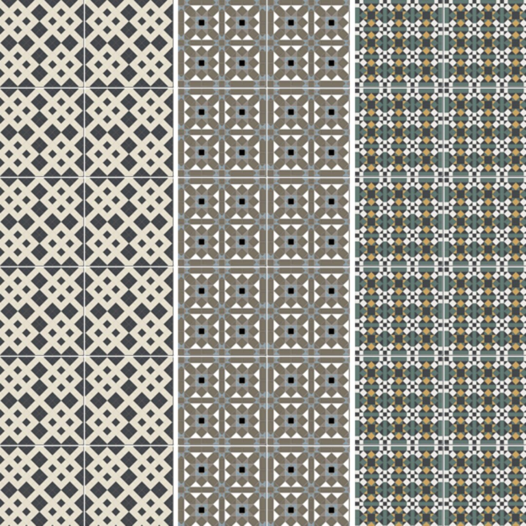 Victorian Era Floor Tiles 3 Printable Sheets for 1/6 & 1/12 Scale ...