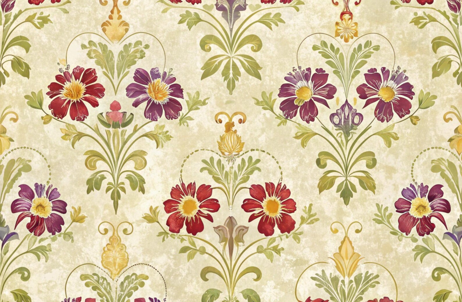 Miniature Vintage Violet Pattern Wallpaper Printable Dollhouse ...