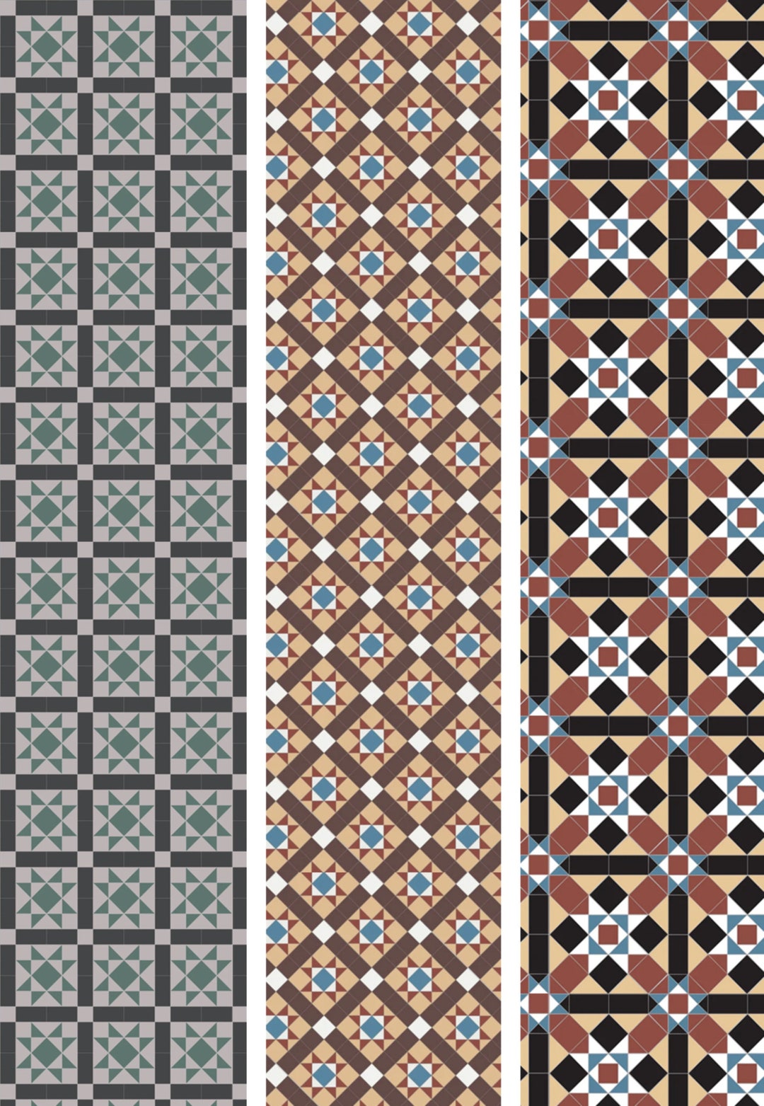 3 Pcs 1/6 1/12 1/24 Scale Dolls House Victorian Floor Tiles DIGITAL ...