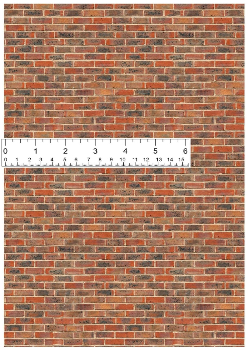Brick Printable Dolls House Stained Red Brick Wall Printable 6th 12th ...