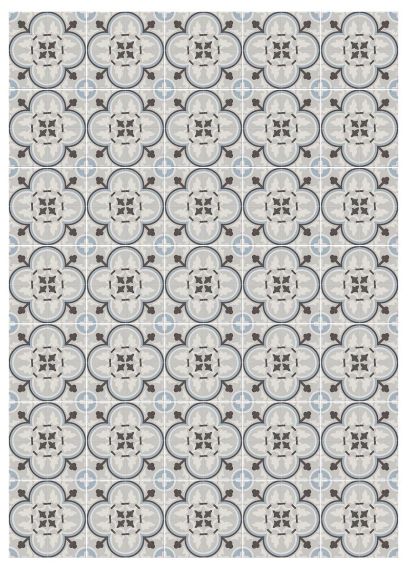 1/6 1/12 Dollhouse Miniature Matte Encaustic Black Grey Gray Bleu Tiles ...