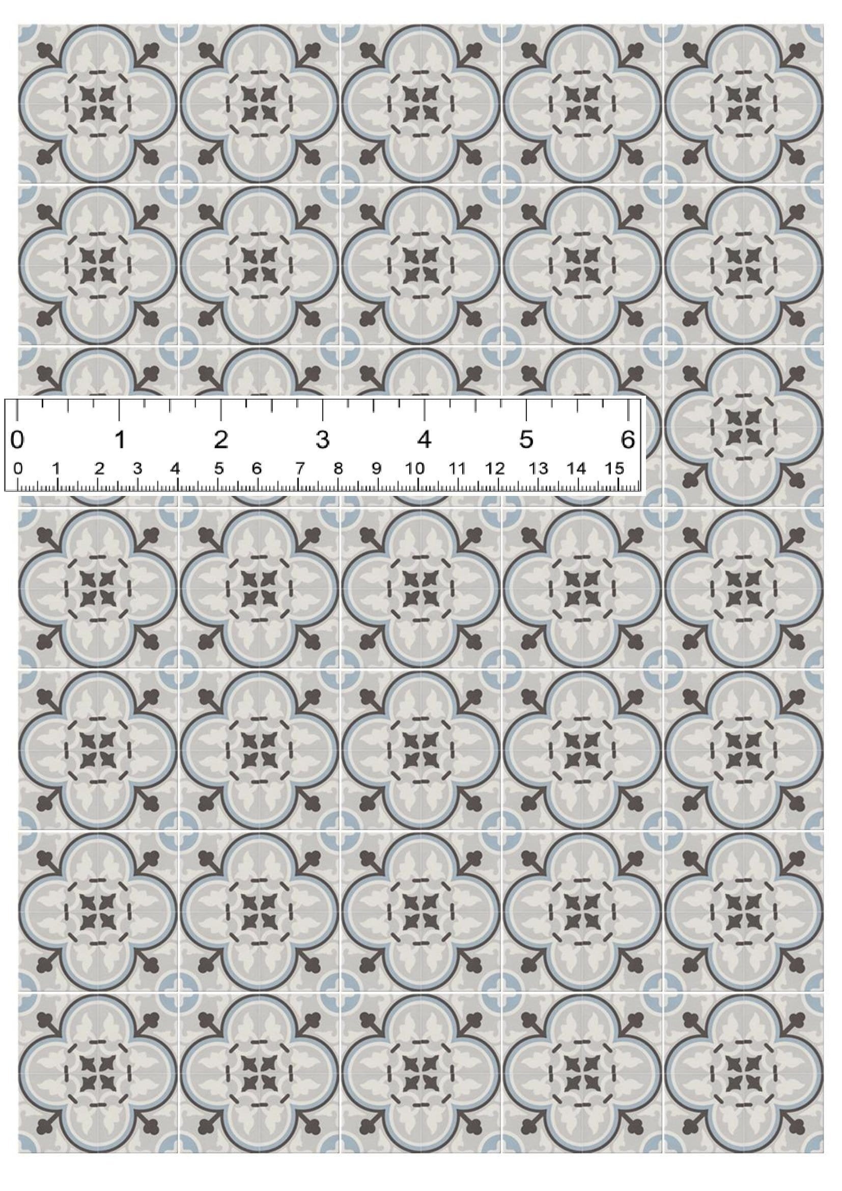 1/6 1/12 Dollhouse Miniature Matte Encaustic Black Grey Gray Bleu Tiles ...