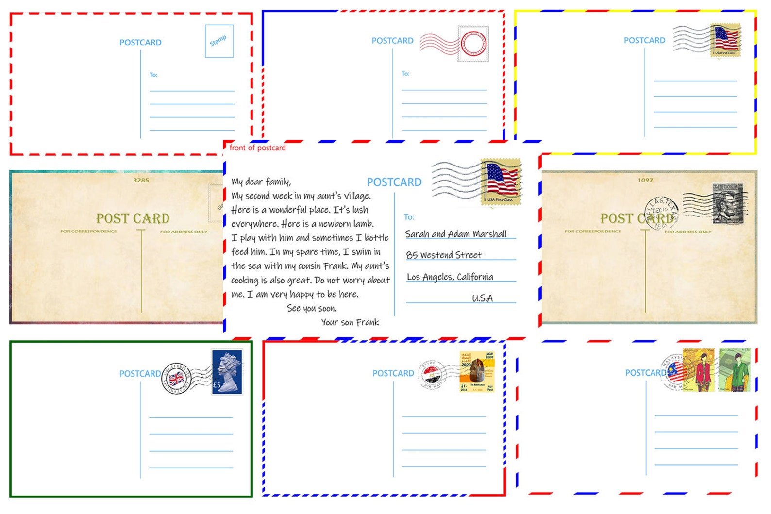 145 Postcards & Vintage Postcards Templates for Kids Postcards With and ...