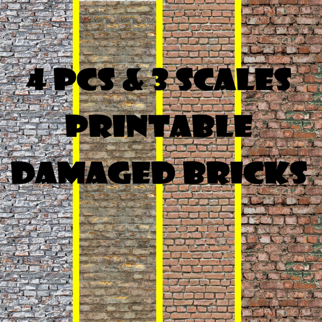 Miniature Old Damaged Brick DIGITAL Printable Wallpaper Download ...