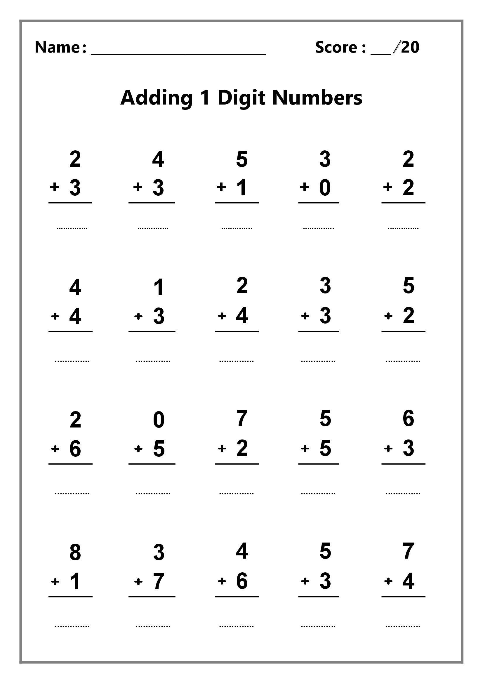Addition 1 And 2 Digit Numbers Worksheets DIGITAL Printable 37 Etsy