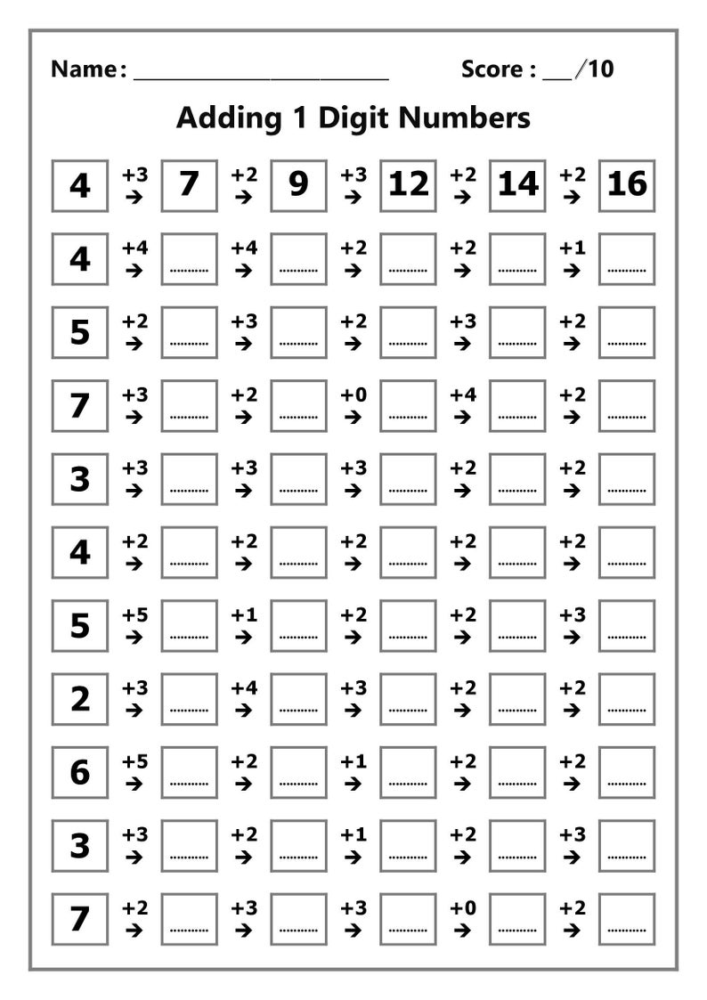 Addition 1 And 2 Digit Numbers Worksheets DIGITAL Printable 37 Etsy Addition 1 And 2 Digit Numbers Worksheets DIGITAL Printable 37 Etsy