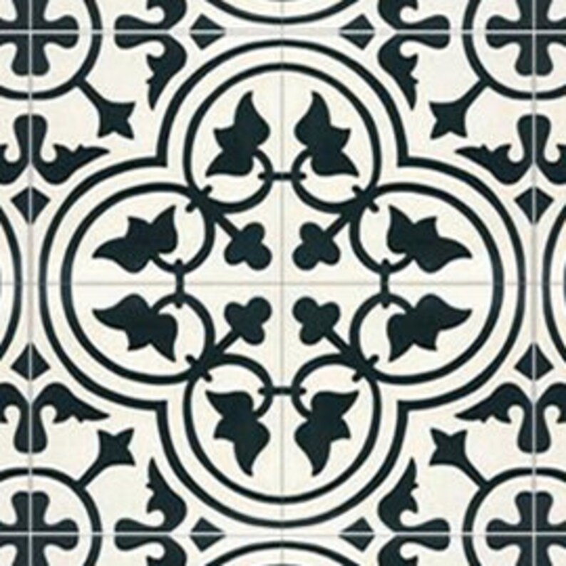 1/6 1/12 Dolls House Miniature Black Floral Cement Wall Floor Tiles ...