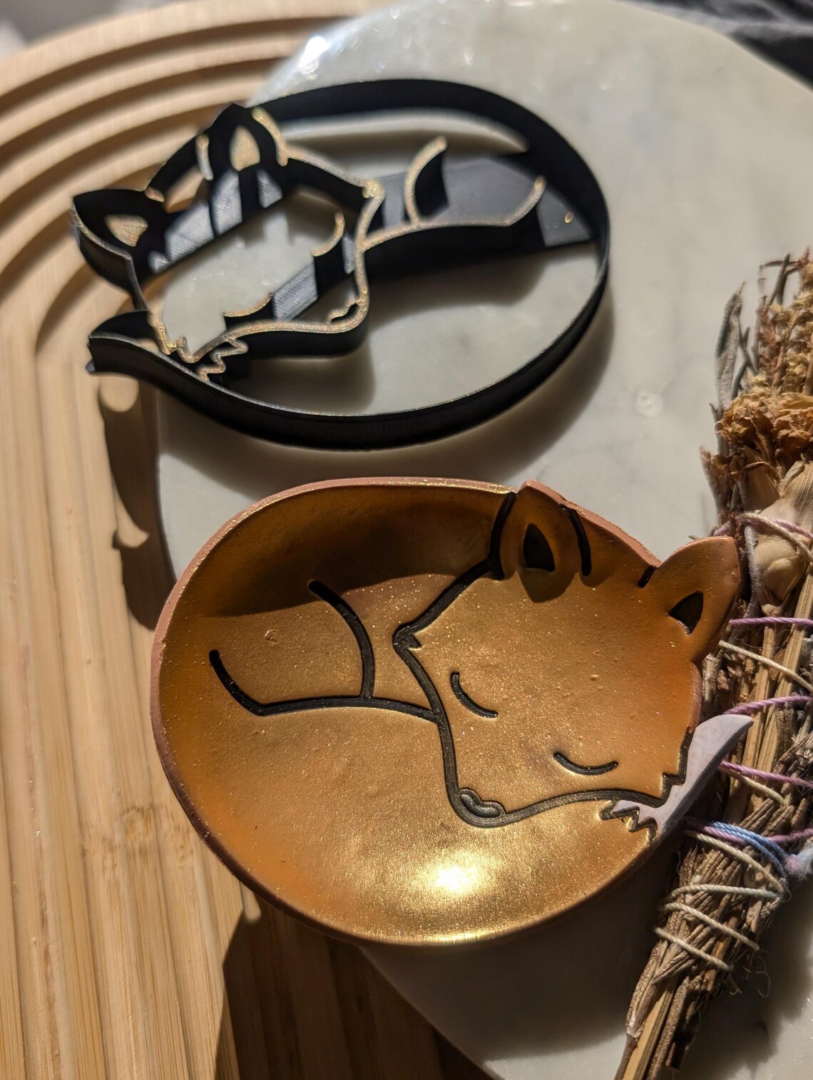 Sleeping Fox Trinket Dish Embossed Sharp Clay Cutter - Etsy
