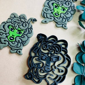 63mm Medusa and Her Snakes (updated) - Embossed Sharp Clay Cutter - Etsy