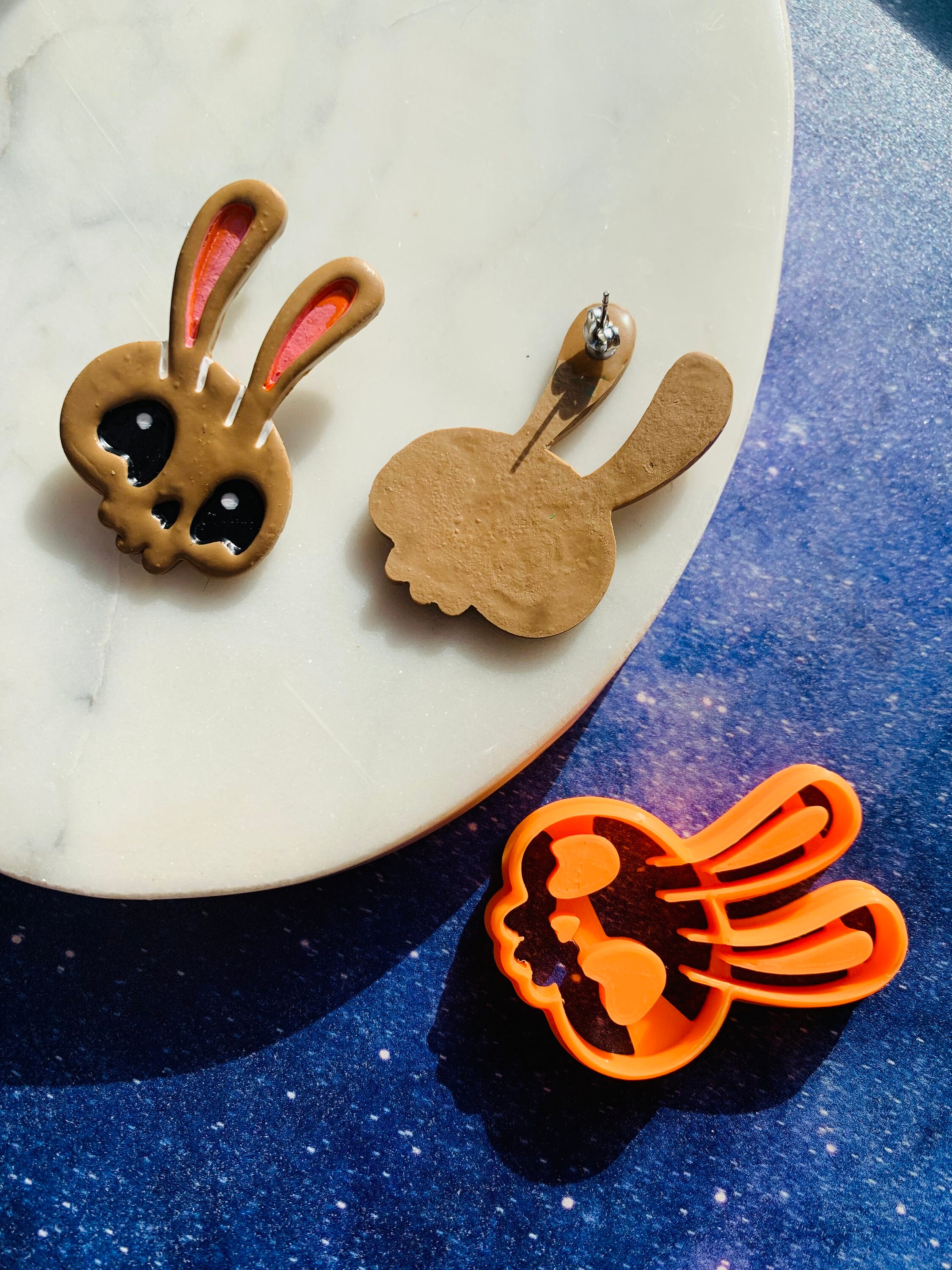 Large Bunny Rabbit Chibi Skull - Embossed Sharp Clay Cutter - Etsy