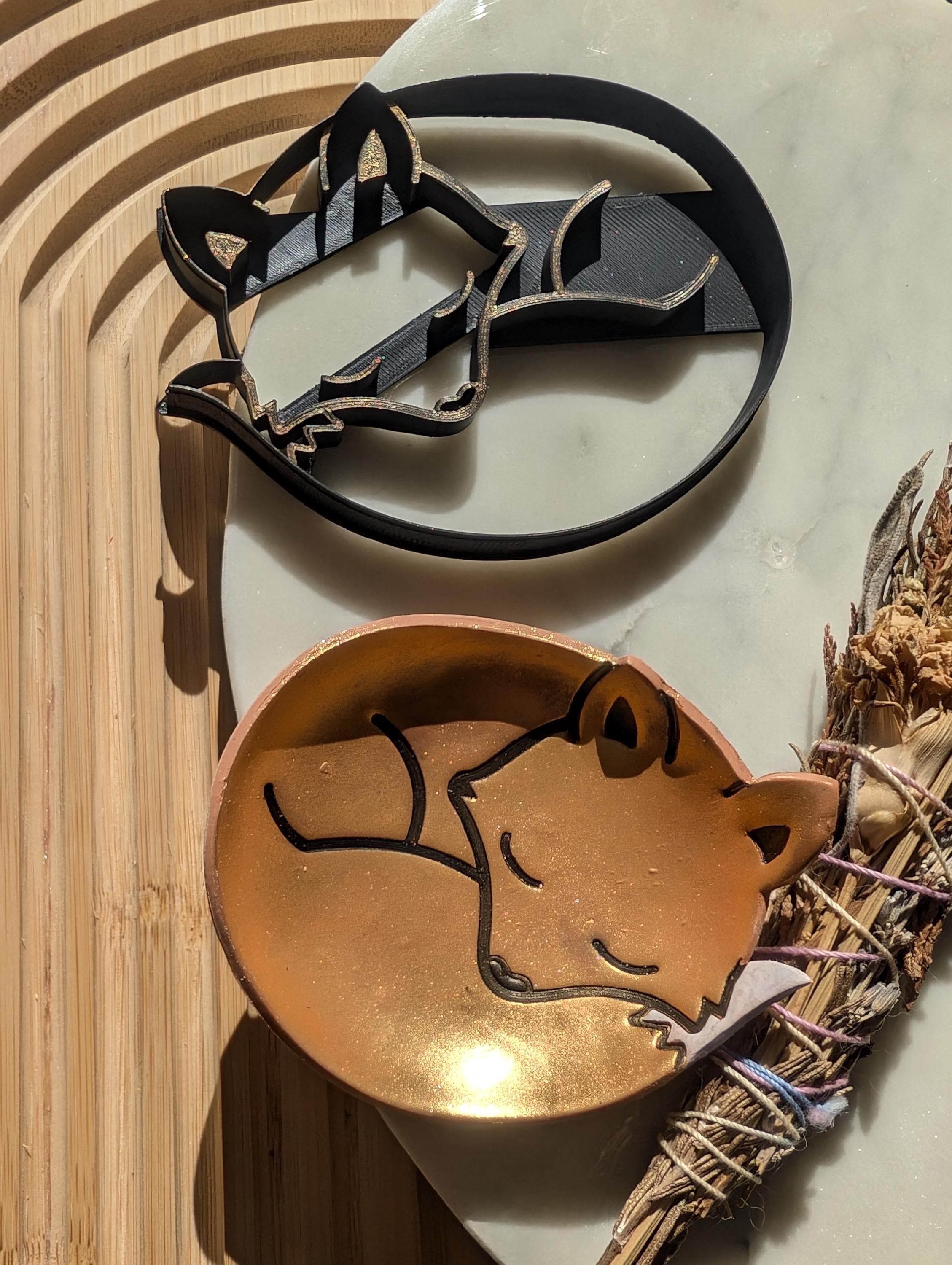 Sleeping Fox Trinket Dish Embossed Sharp Clay Cutter - Etsy