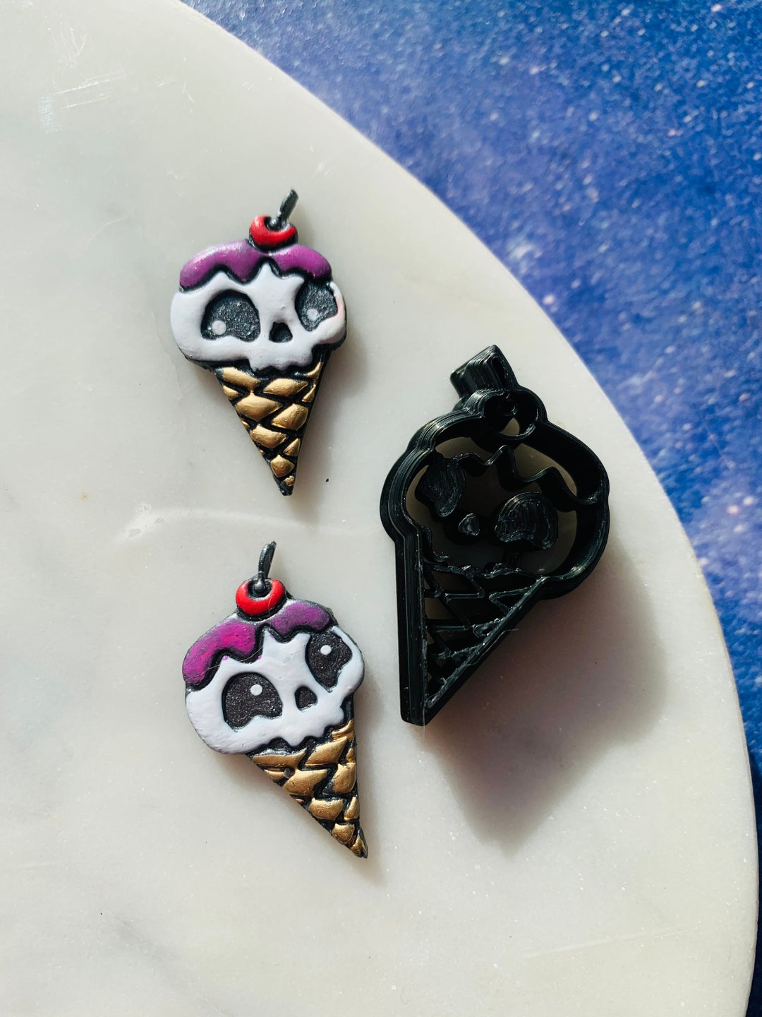 Small Ice Cream Cone Chibi Skull Embossed Sharp Clay Cutter - Etsy