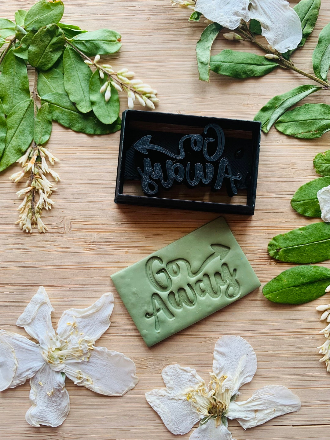 Go Away Text Rectangle With Arrow Tag Embossed Sharp Clay - Etsy