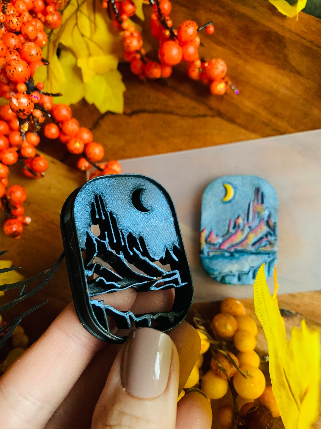 Crescent Moon and Mountain Spires Embossed Sharp Cutter for Clay and ...