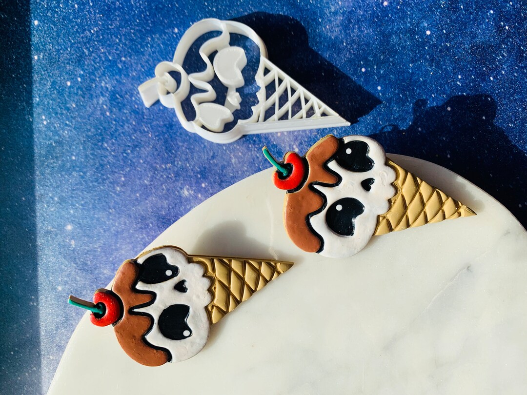 Large Ice Cream Cone Chibi Skull Embossed Sharp Clay Cutter - Etsy