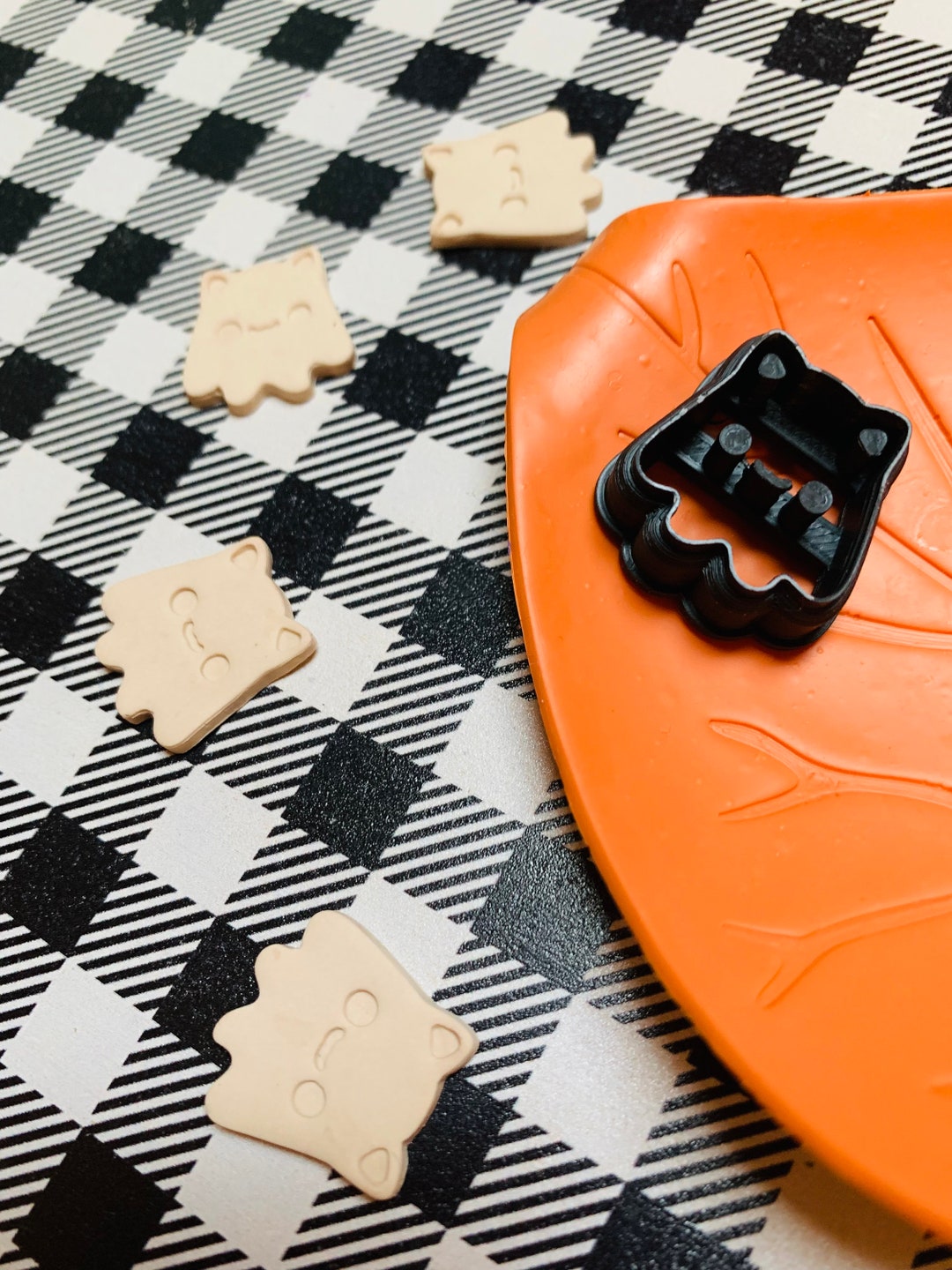 Flying Chibi Baby Ghost Cat Oversized Earring Stud Sharp Polymer Clay ...