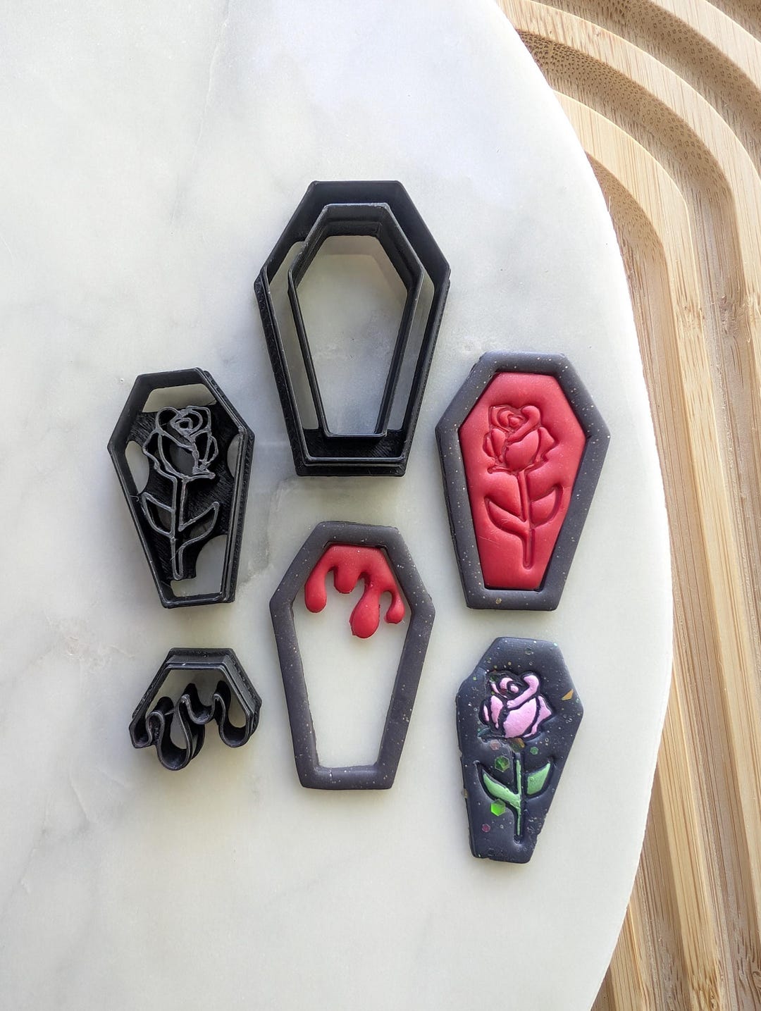 3 Piece Interchangeable Coffin Loop With Rose and Drip Set Sharp Clay ...