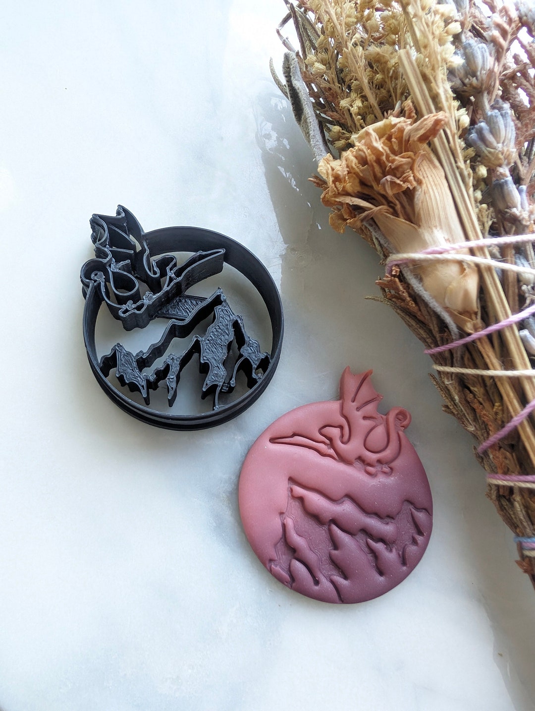 Dragon Flying Over Mountain Cliff in Circle Sharp Clay Cutter - Etsy