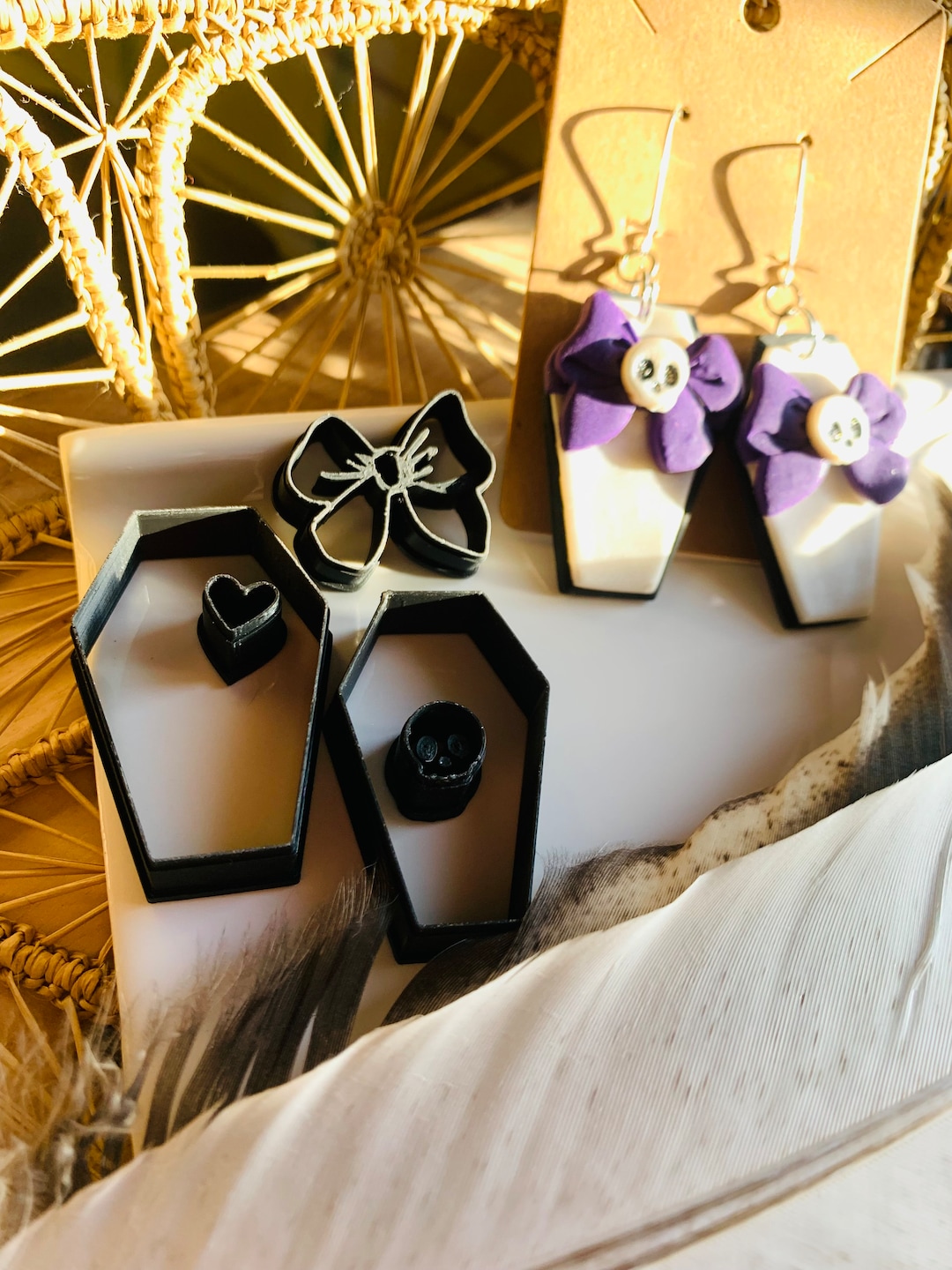 Layered Coffin With Mini Skull, Heart, and Bow Sharp Clay Cutter Set - Etsy