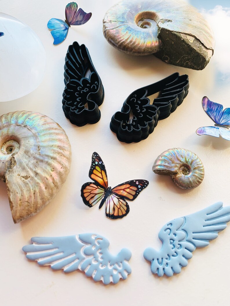 Pair of Open Feathered Angel Wings Embossed Detailed Sharp - Etsy