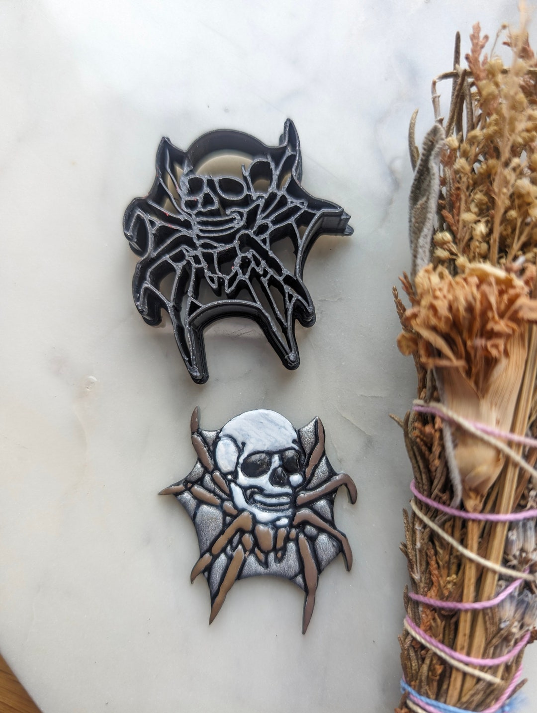 Spider With Skull in Web Embossed Sharp Cutter for Clay - Etsy