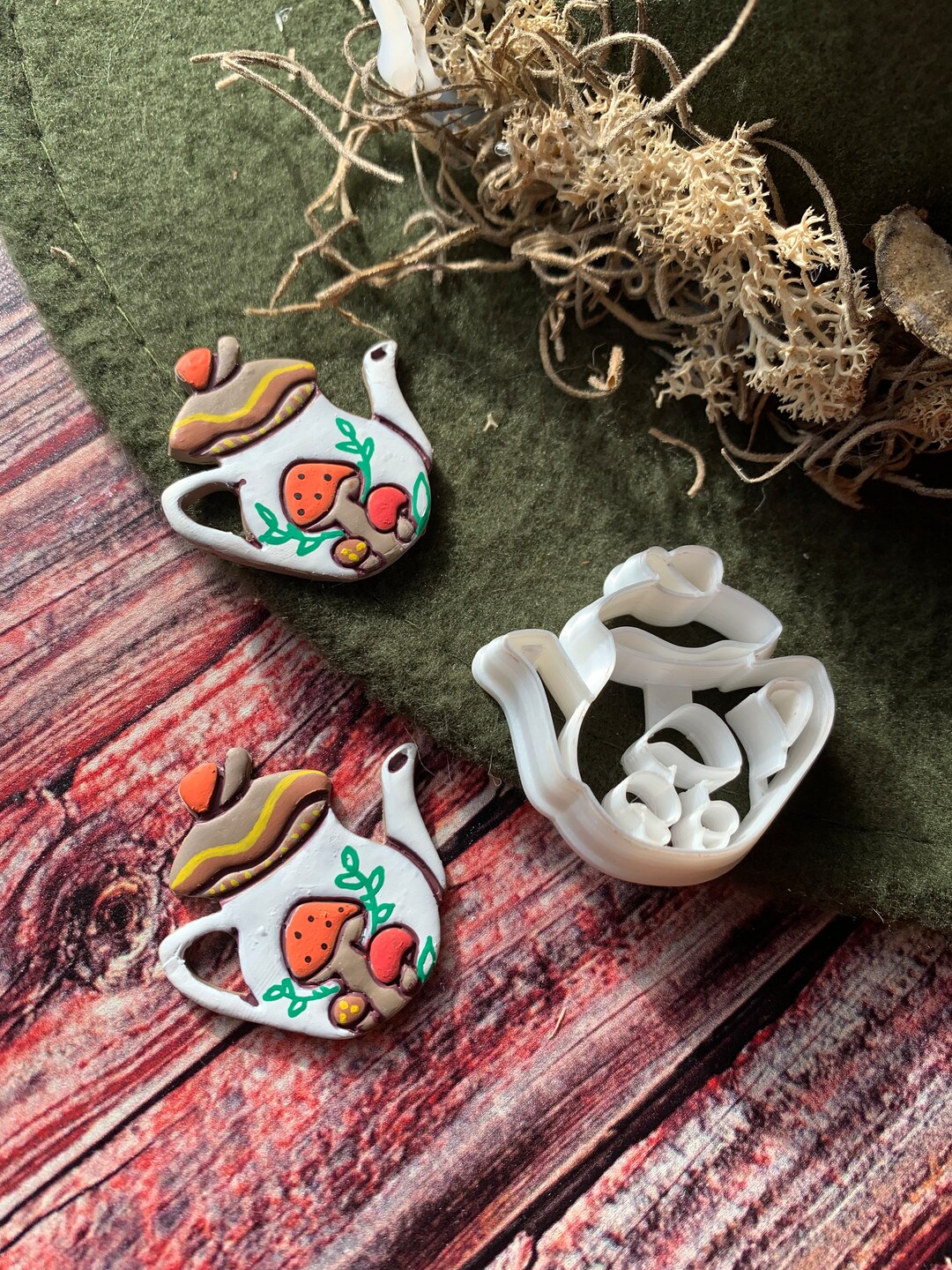 Vintage Merry Mushroom Inspired Short and Stout Teapot Sharp Clay ...