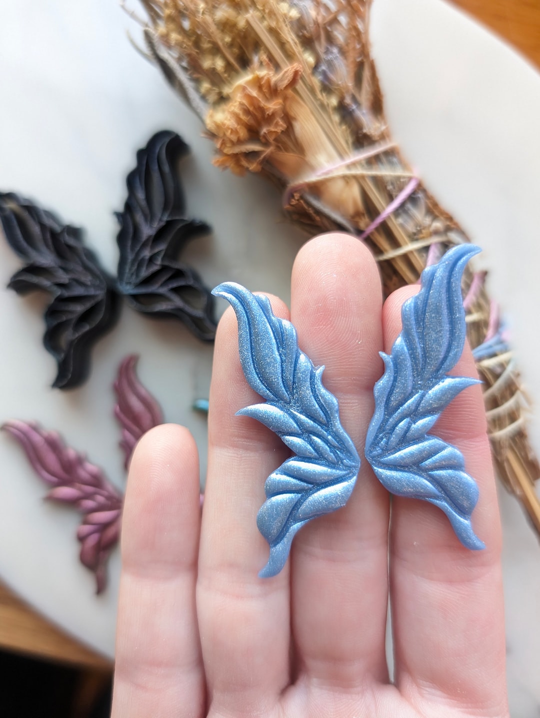 2-piece Magical Fairy Fae Wing Mirrored Set - Embossed Sharp Clay ...