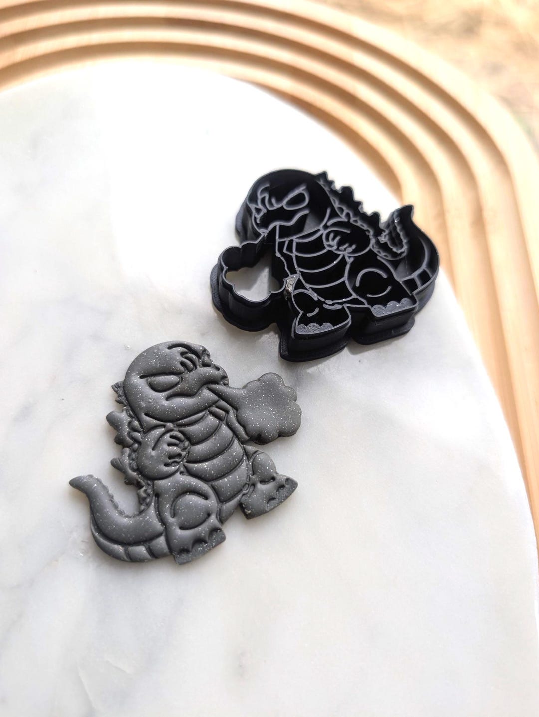 Kaiju Godzilla Blowing Smoke - Embossed Sharp Clay Cutter - Etsy