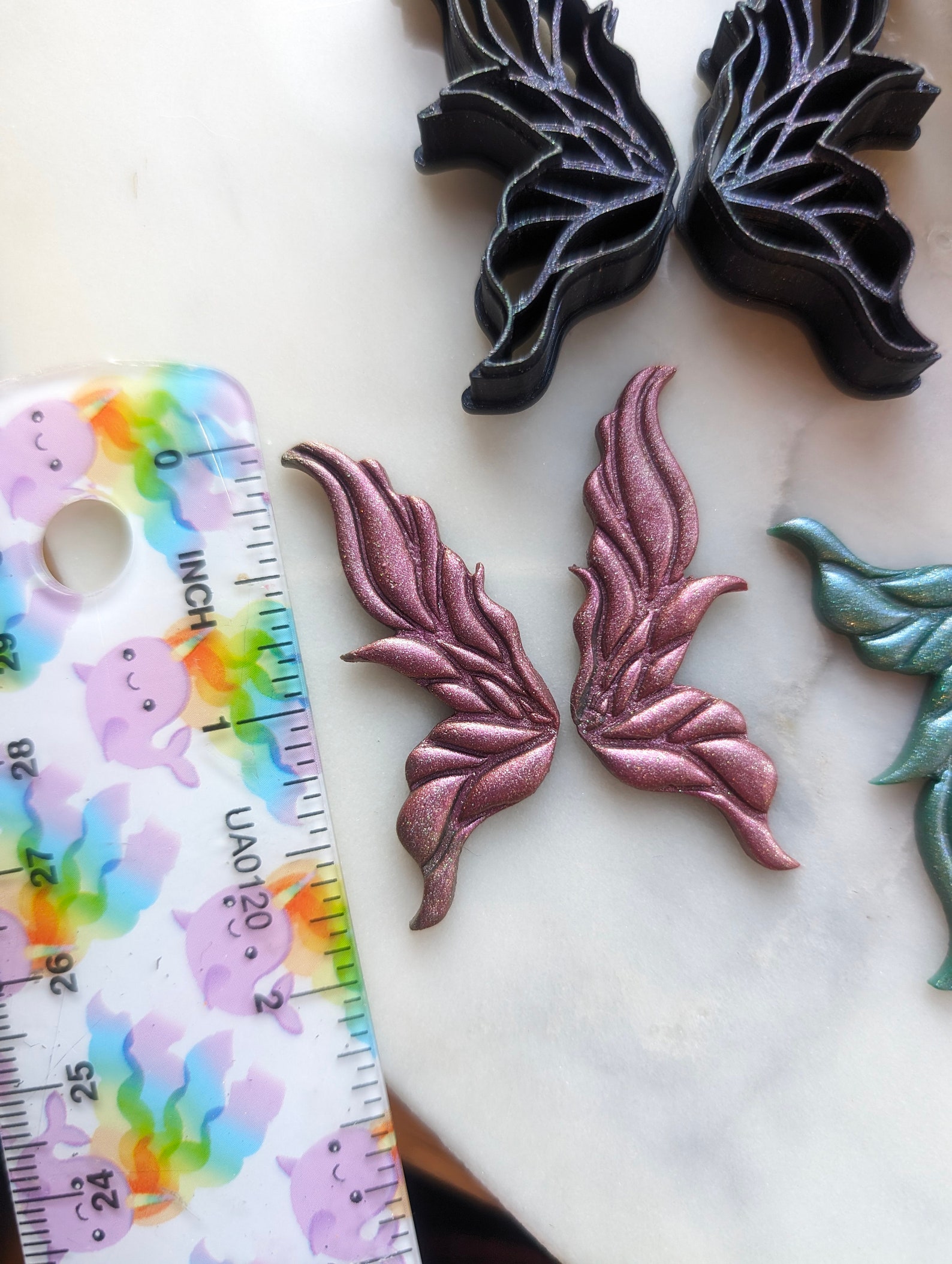 2-piece Magical Fairy Fae Wing Mirrored Set - Embossed Sharp Clay ...