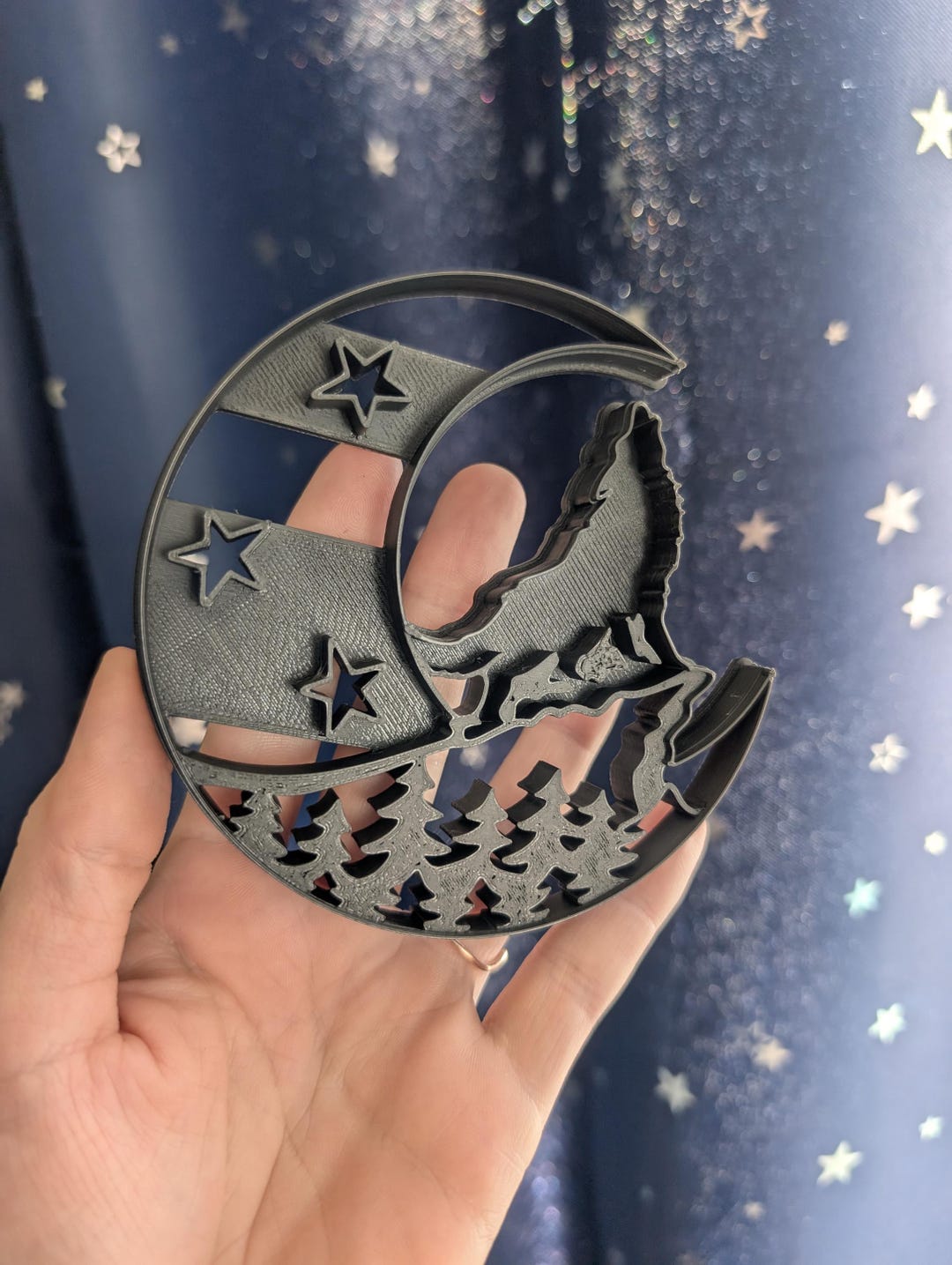4" Wolf on a Cliff in Crescent Moon Silhouette Sharp Clay Cutter - Etsy