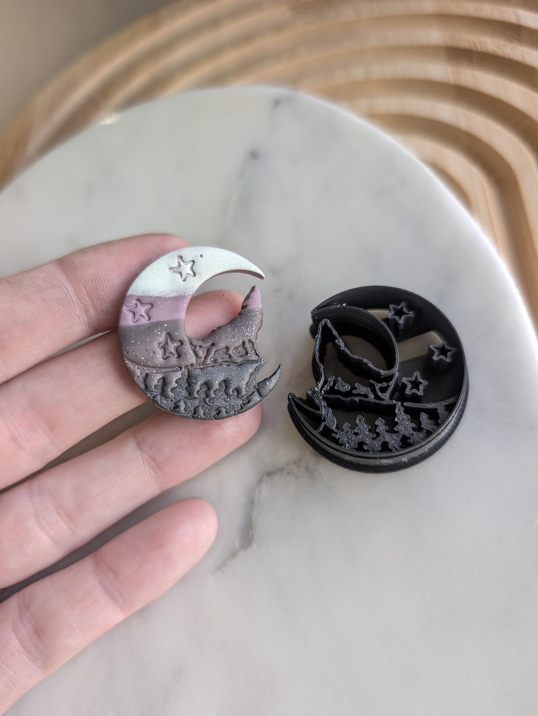 Smaller Wolf on a Cliff in Crescent Moon Sharp Clay Cutter - Etsy