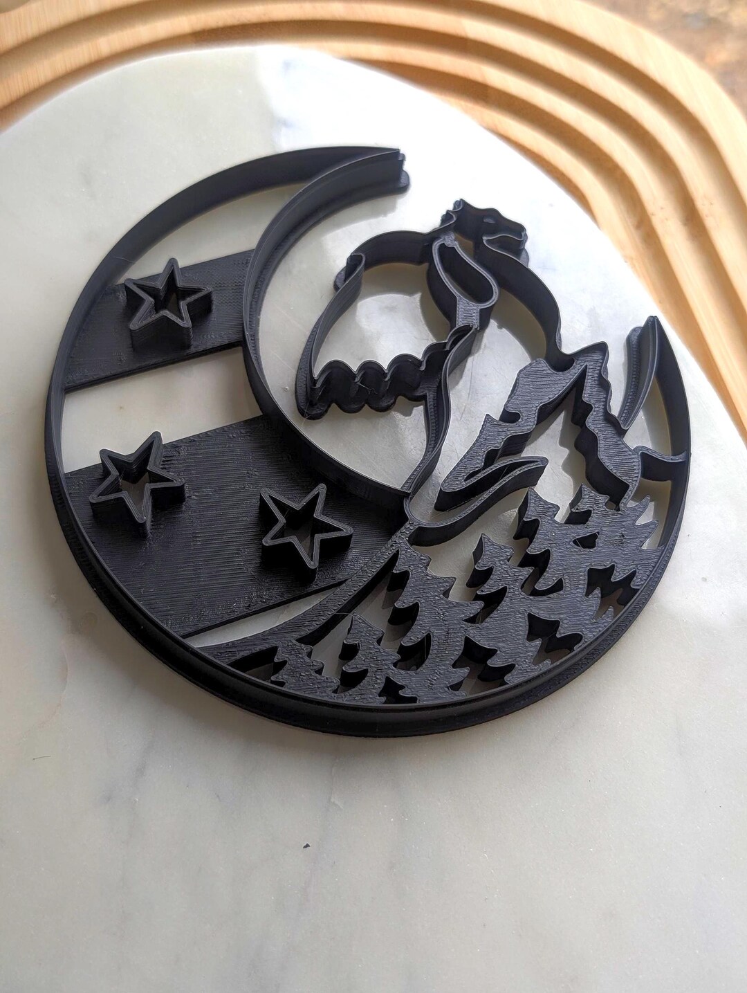 XL Dragon on a Cliff in Crescent Moon Sharp Clay Cutter for Wall ...