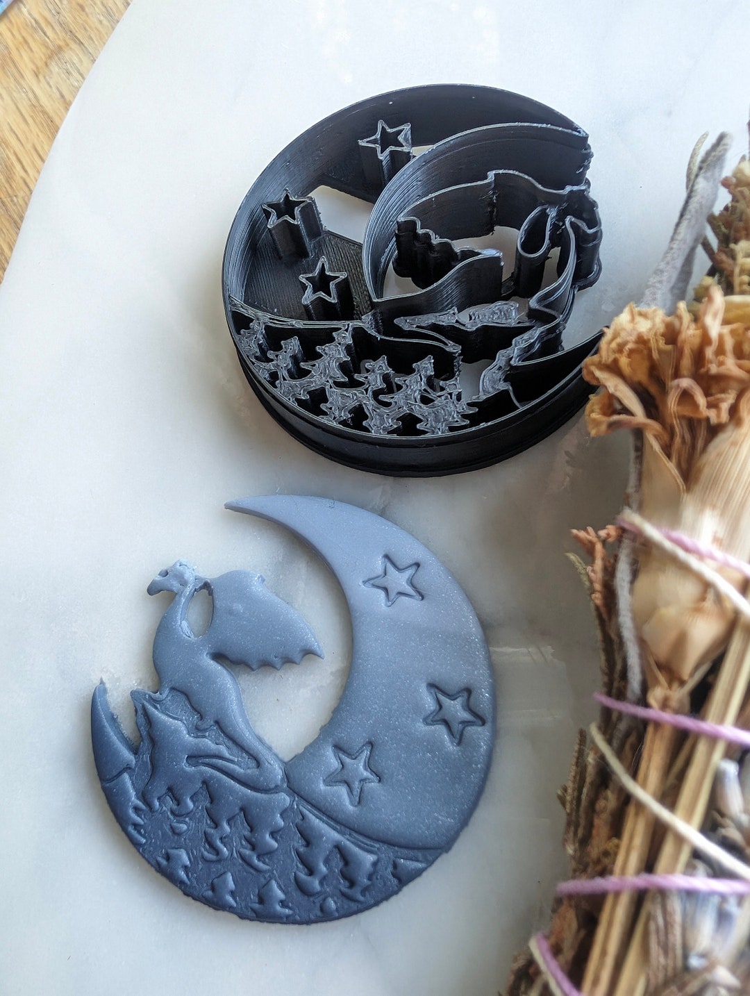 Dragon on a Cliff in Crescent Moon Sharp Clay Cutter - Etsy