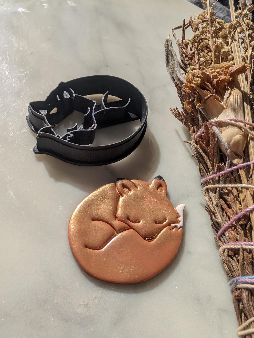 Sleeping Fox Embossed Sharp Clay Cutter - Etsy