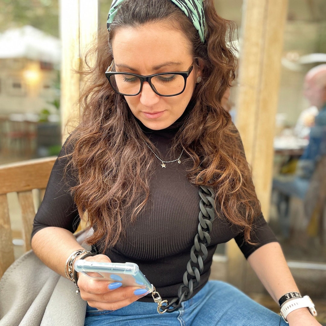 Universal Chunky Black Crossbody Phone Case, Phone Lanyard Phone ...