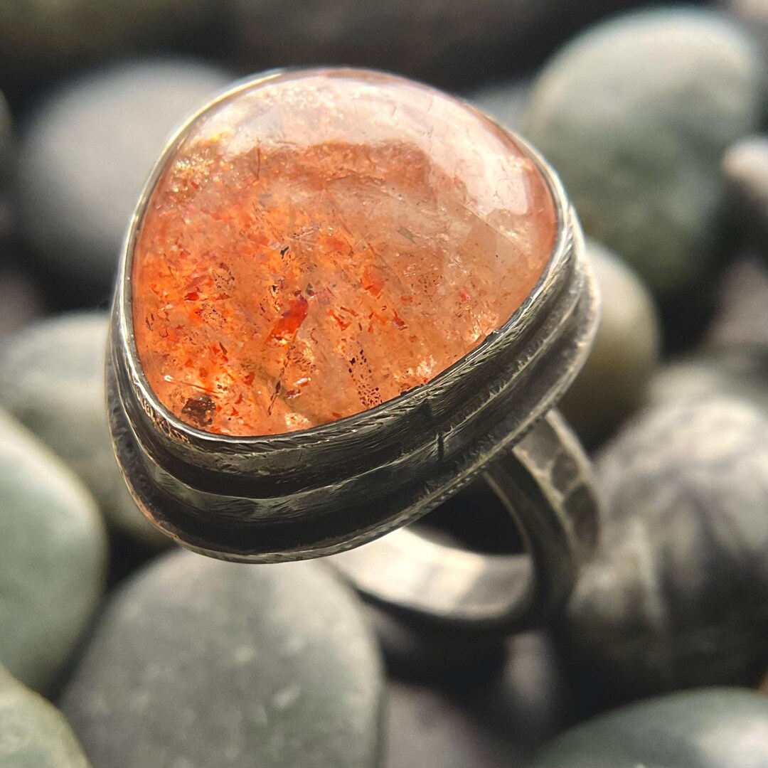Sassy Little Thing— Hand Forged Silver Ring With Red Sunstone (size 7 1 ...