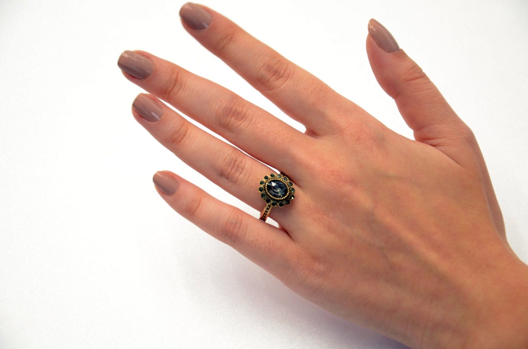 Bronze Hittite Design Marcasite&grey Stone Ring, Unique, Vintage, Shiny ...