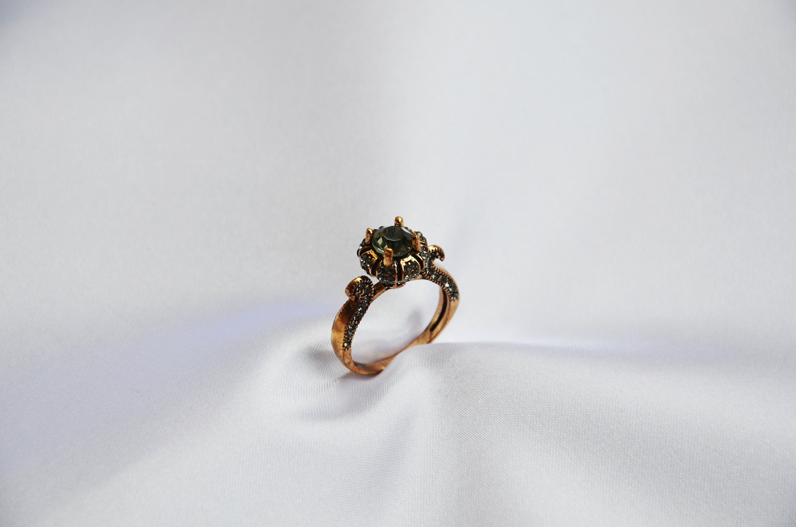 Bronze Engagement Palace Black Marcasite Ring, Unique, Vintage, Shiny ...