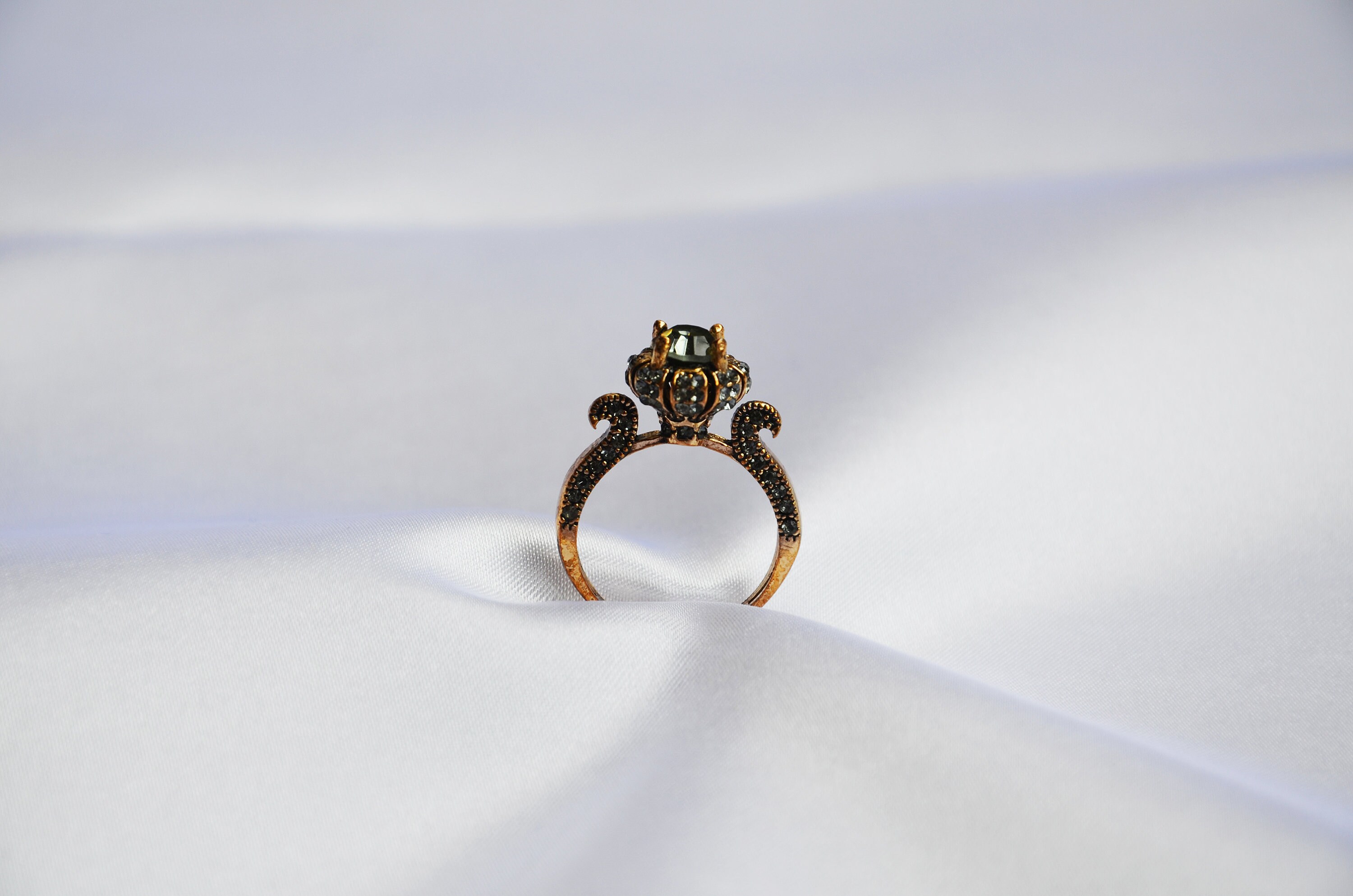 Bronze Engagement Palace Black Marcasite Ring, Unique, Vintage, Shiny ...