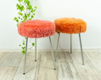 Tripod Plush Stool Chromed - Etsy