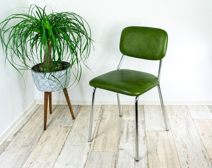 1970s GREEN Chromed Upholstered KITCHEN CHAIR - Etsy
