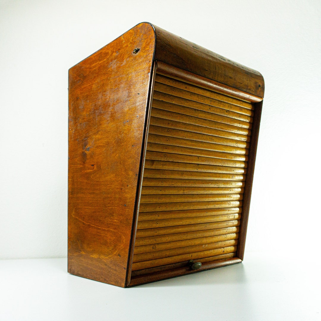 Original 1930s Antique Wooden ROLLER SHUTTER CABINET, One Tambour Door ...