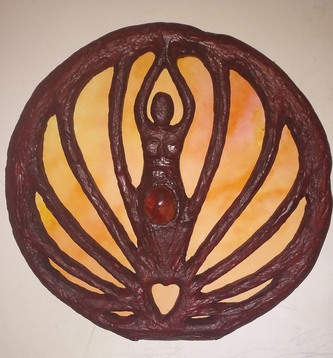 Goddess Carving Ash Tree Crystal Carnelian Wall Art Wood Mandala Female ...