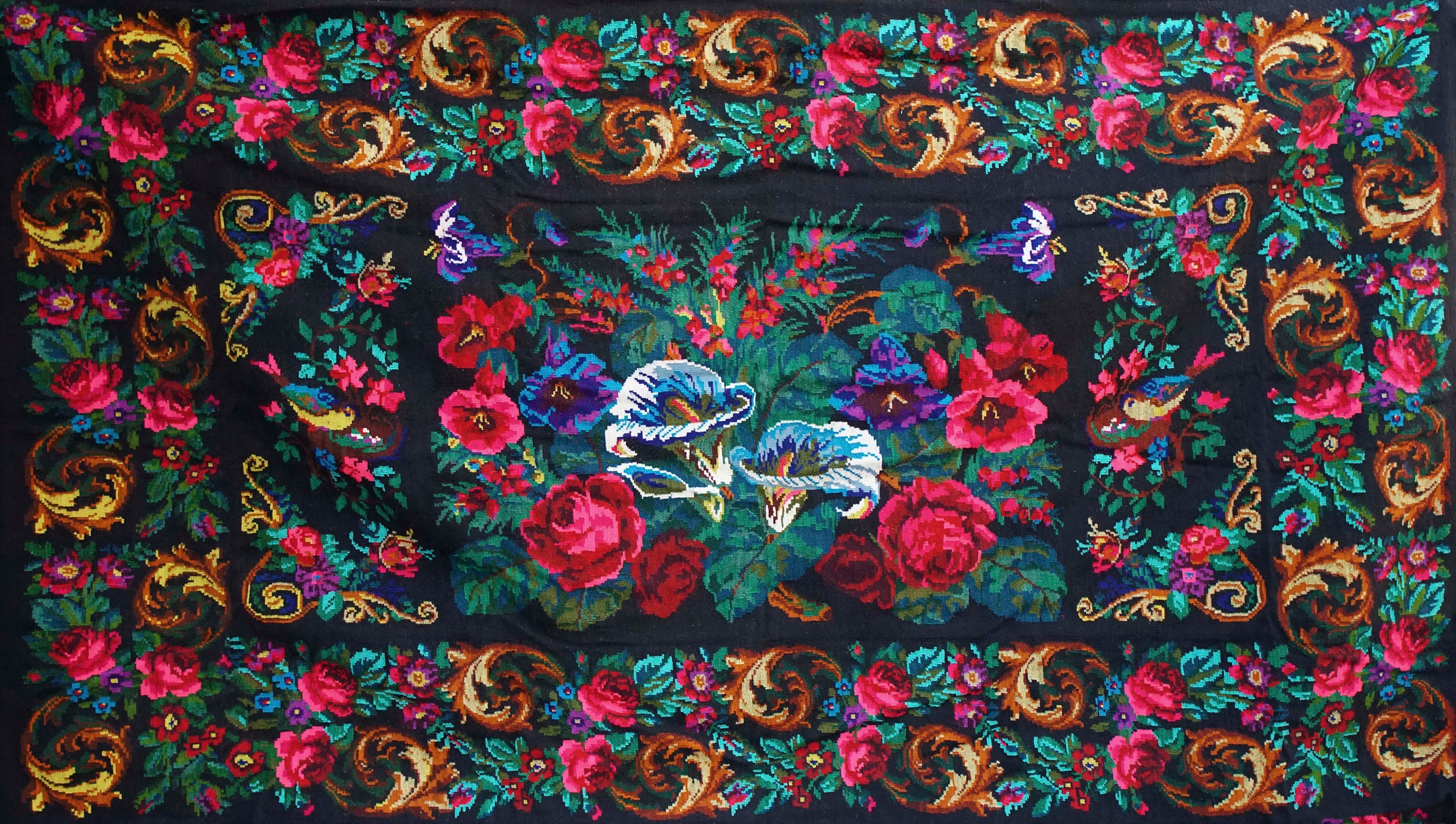 Tapis Moldave. Rose Kilim. Moldavian Rug. Bessarabian Handwoven Runner ...