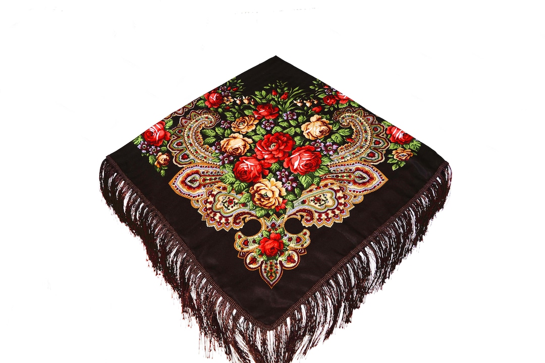 Gift for Her Big Size Floral Shawl, Ethnic Bohemian Style Accessory ...