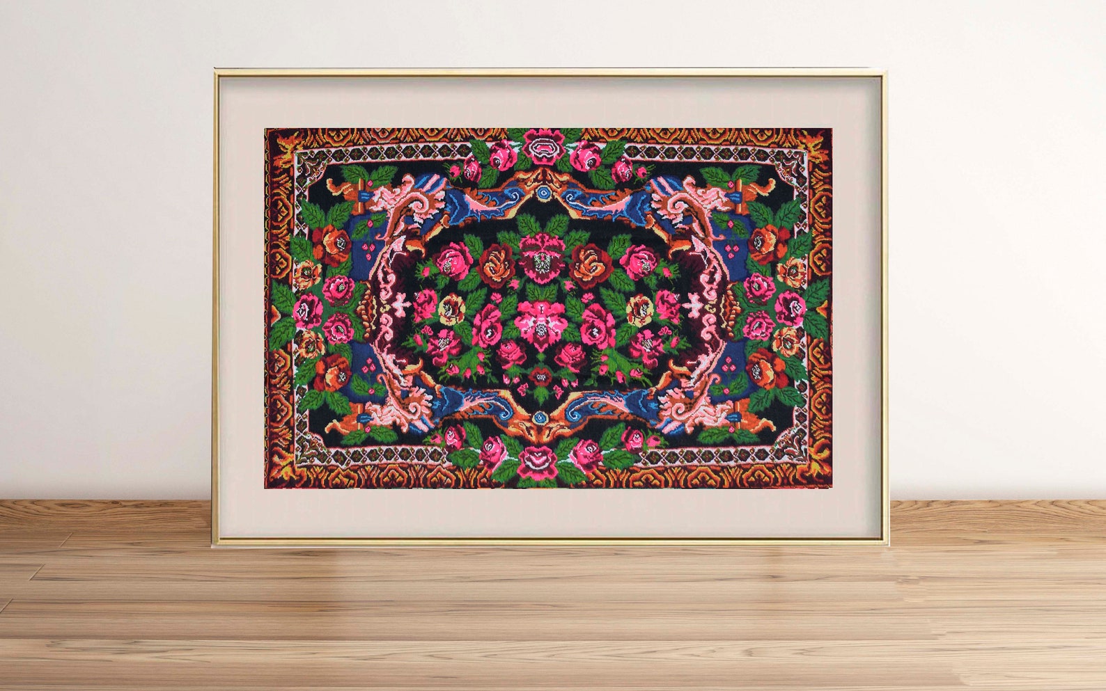 Printable Moldovan Rug Printable Multicolor Retro Floral Rug - Etsy