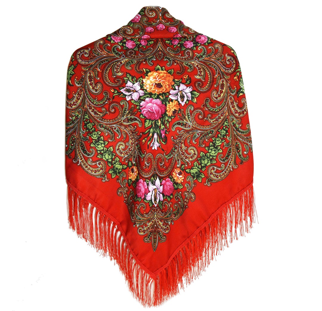 Quality You Can Feel. Women Scarves. Red Square Scarf With Roses ...