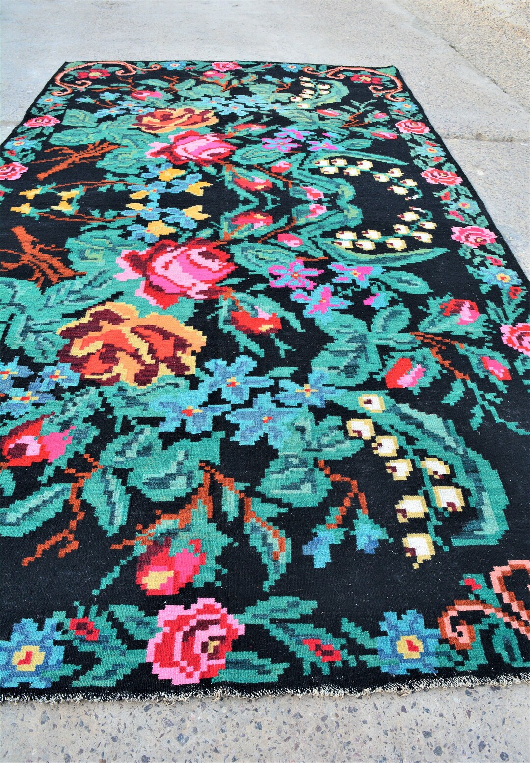 Antique Traditional Romanian Bessarabian Wool Kilim Rug Handwoven in ...