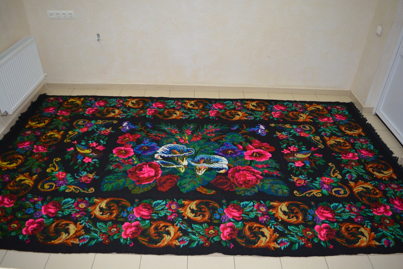 Tapis Moldave. Rose Kilim. Moldavian Rug. Bessarabian Handwoven Runner ...