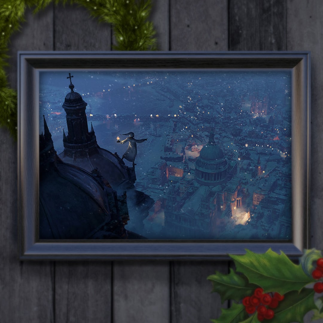 Scrooge Painting, Christmas Poster, Christmas Print, Winter Print, Snow ...